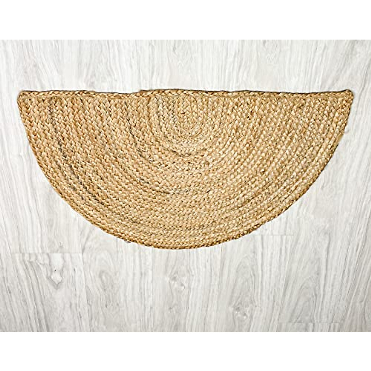 Chardin home Jute Braided Boho Semi-Circular Rug Natural Jute, 18x30 inch Rustic Jute Throw Rug, Artisanal Bohemian Handcrafted Home Décor,Perfect as Doormat, Great for Kitchens, Study, dorms