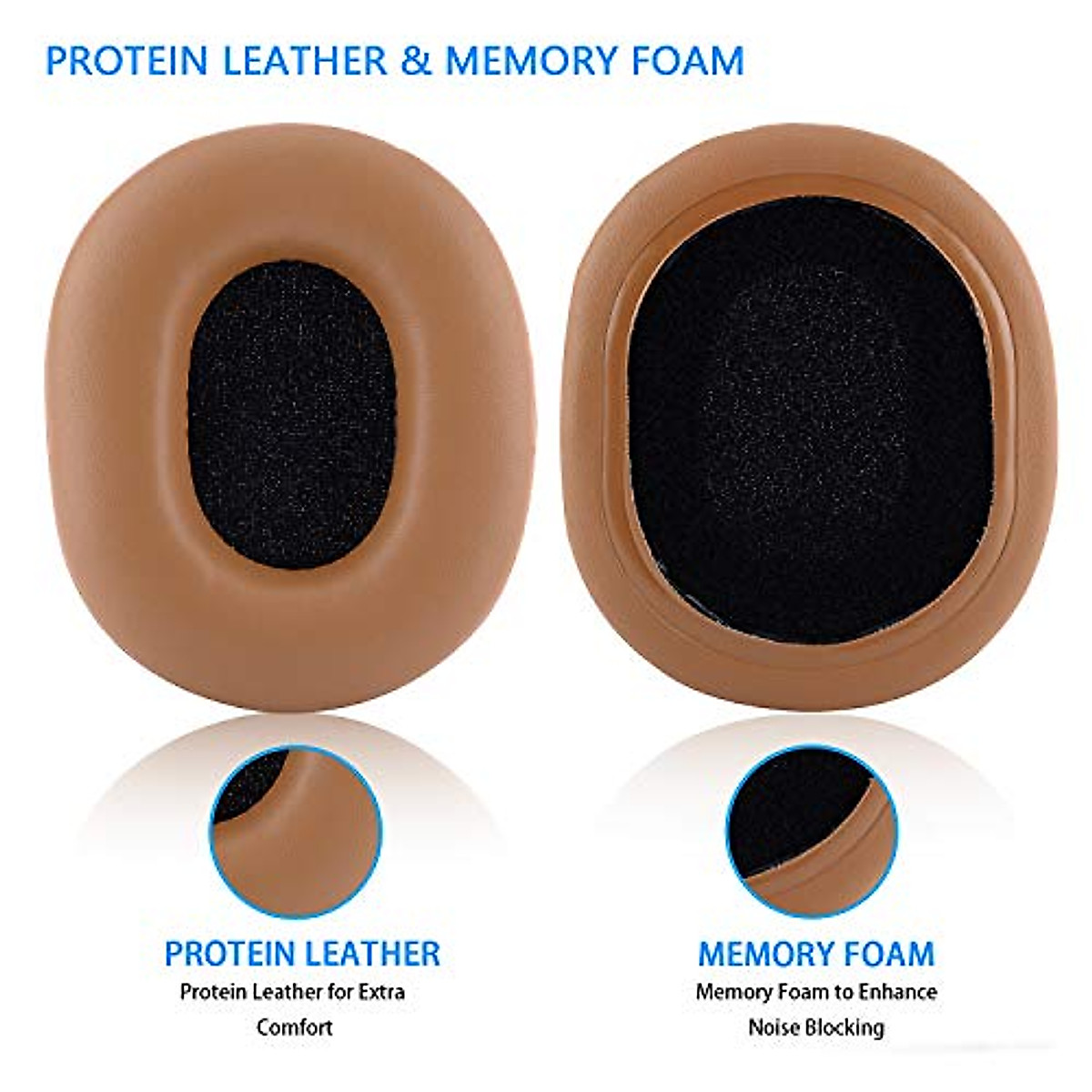 JECOBB Replacement Earpads for Audio-Technica ATH M50X M40X M30X M20X Professional Studio Monitor Headphones with Protein Leather & Memory Foam Ear Cushions (Brown)