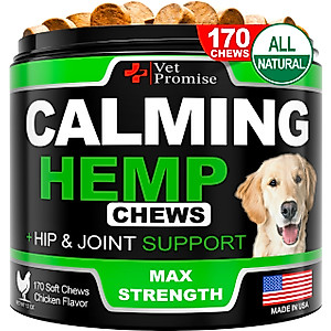 Hemp Calming Chews for Dogs Anxiety - Advanced Dog Calming Chews - 170 Chews - Dog Anxiety Relief with Hemp Oil - Calming Treats for Dogs - Hip and Joint Supplement Health Support for Dogs