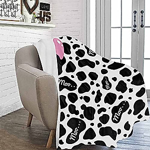 DIYKST Cow Print Blanket Black and White Cow Throw Blanket Flannel Fleece Super Soft Fuzzy Cozy Couch Gift for Mom Merry Christmas New Year Gift(50" x 60")