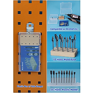 Mars-Rock Carbide Burr Set Compatible with Dremel Milwaukee 1/8" Shank 10PCS w/Wood Base Die Grinder Rotary Tool Rasp Bits Accessories Attachments Metal Wood Stone Plastic Carving Cutting Grinding