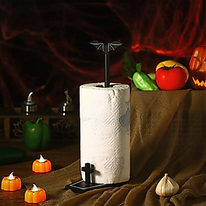Namalu Halloween Bat Paper Towel Holder with Coffin Base Spooky Rustic Halloween Decor for Kitchen and Bathroom Fun Paper Towel Holder Kitchen Paper Towel Dispenser for Countertop Women Toilet