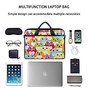 Cartoon Owls Laptop Computer Bag Waterproof Shoulder Messenger Bag 13-15 inch Durable Laptop Tote Bag with Shoulder Strap Handle Lightweight Crossbody Briefcase