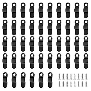 Cionyce 50PCS Frame Turn Button, Metal Bow Shape Picture Frame Hardware Backing Clips with Screws for Hanging Pictures, Photos, Posters, Drawing Crafts(Black)