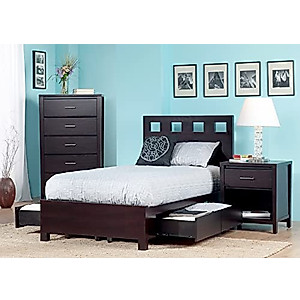 Modus Furniture Solid Wood 2-Side Storage Bed, California King, Riva - Espresso