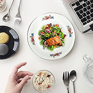 Hemoton Unbreakable Enamel Plates Enamel Plate Fruit Plate 2pcs Enamel Fruit Platter Vintage Salad Plate Enamel Washing Platter Enamel Trays Enamelware Serving Platter (30cm/ 11.8inch)