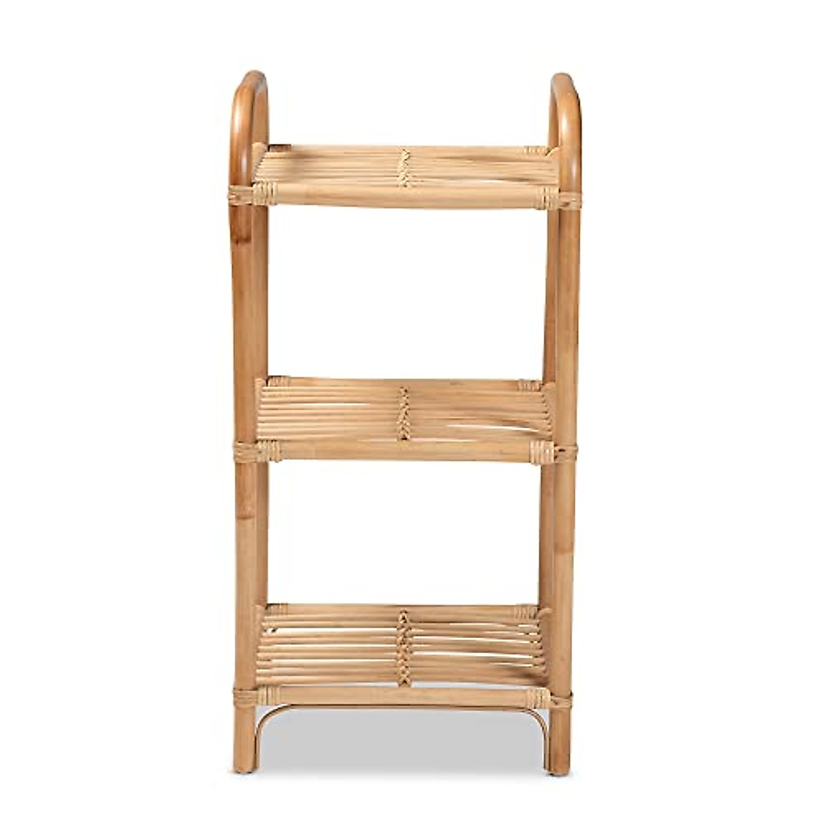 Bali & pari Barras Modern Bohemian Natural Rattan 3-Tier Display Shelf