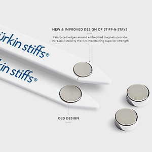 Würkin Stiffs Stiff-N-Stay Magnetic Collar Stays for Men – 2.0” and 2.5" Plastic Power Stays, 2 Pair Set with Case - Adjustable & Durable Shirt Collar Straighteners - As Seen on Shark Tank