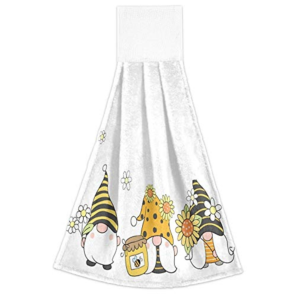Summer Hanging Kitchen Towels Gnomes Hand Towel Flower 2PCS Dish Cloth Tie Towel Absorbent Oven Stove Washcloth with Loop for Bathroom Home Decorative