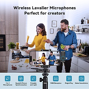 macvor 393FT Wireless Lavalier Mics for iPhone, Android, Laptop - Noise-Reducing Mini Microphones for Video Recording, Streaming, Interviews, Vlogs, YouTube, TikTok