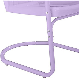 Crosley Furniture Tulip 3-Piece Outdoor Bistro Set, Vintage Retro Metal Patio Table and Chairs for Dining, Lavender Gloss/White Satin