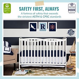 Dream On Me Chelsea 5-In-1 Convertible Crib In White, JPMA Certified