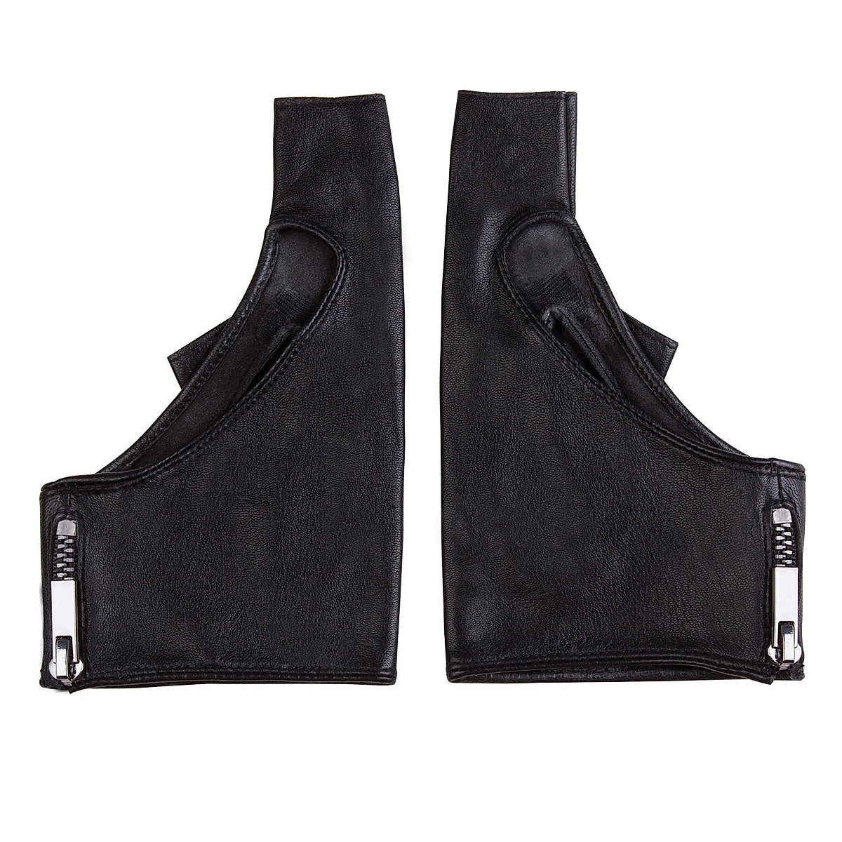 FIORETTO Womens Fingerless Leather Gloves Unlined Leather Driving Gloves Dancing Performance Punk Half Finger Gloves Black Medium