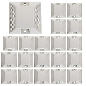 20Pack White Reflective Road Driveway Marker 3-3/4”x 3-3/4”Street Pavement & Asphalt Stud Markers, Great Reflecting for Speed Bumps, Sidewalks, Pedestrian Crossings, Freeways, Driveways