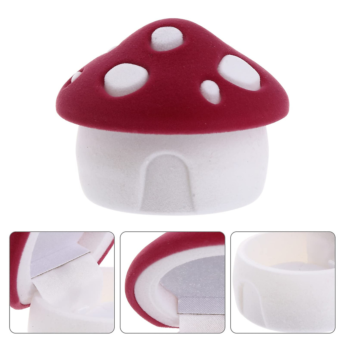 Cabilock Box Organizers Delicate Organizer Wedding Party Gift Anniversary and Keepsake Container Display Trinket Flannal Flannel Proposal Mushroom Schmuckschatulle Rings Single Red Day