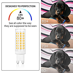 comzler G9 LED Bulb Bi Pin Base 6W Soft White 3000K G9 Base Bulbs, 60W Halogen Equivalent, 550LM, Ceramic Base G9 Light Bulbs for Chandelier, Non-dimmable, Pack of 6