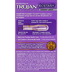 Trojan Her Pleasure Ecstasy Lubricated Condoms - 10 Count (Packaging May Vary)