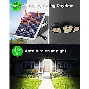 DeckTok Solar Lights Outdoor Indoor, 3500LM 350 LEDs 3 Modes Motion Sensor Solar Flood Light with Separate Solar Panel, 270° Wide Angle Illumination Waterproof Security Light for Yard Barn, 1Pack