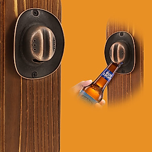 dukclyn 3PCs DIY Wall Bottle Opener Hardware, Cowboy Hat Bottle Opener Wall Mounted, Unique Gifts for Beer Lovers, Beer Opener Wall Mount Bottle Opener, Cool Gadgets for Men, Man Cave Stuff for Him