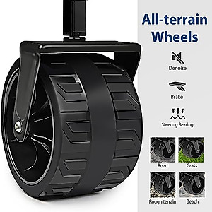 Sekey Heavy Duty Foldable Wagon with 220lbs Weight Capacity, Collapsible Folding Utility Garden Cart with Big All-Terrain Beach Wheels & Drink Holders.Light Blue