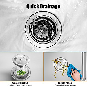 Utility Sink, Stainless Steel Sink, Single Bowl Freestanding Sink Kitchen Sinks with Hot & Cold Hoses Outdoor Sink for Laundry Garden Garage Commercial Restaurant