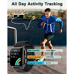 Smart Watch Android Fitness Tracker: 1.7" Smartwatch with Heart Rate SpO2 Sleep Monitor for Men Women, 5ATM Swimming Waterproof Fitness Watches for Android Phones & iPhone Compatible, 112 Sports Modes