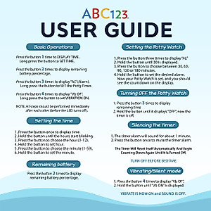 ABC123 Potty Training Watch 3 (2023 Edition) - Baby Reminder Water Resistant Timer for Toilet Training Kids & Toddler with Wireless Charging (Blue)