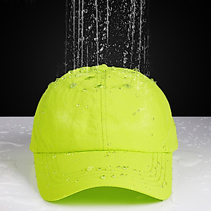 Men Waterproof Baseball Cap Windproof Golf Cap Adjustable Tennis Foldable Hat for Women Outdoor Sports Adjustable Hat. Neon Green