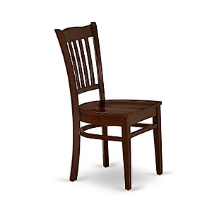 East West Furniture HLGR5-MAH-W 5 Piece Dining Room Furniture Set Includes a Round Dining Table with Pedestal and 4 Wood Seat Chairs, 42x42 Inch, Mahogany