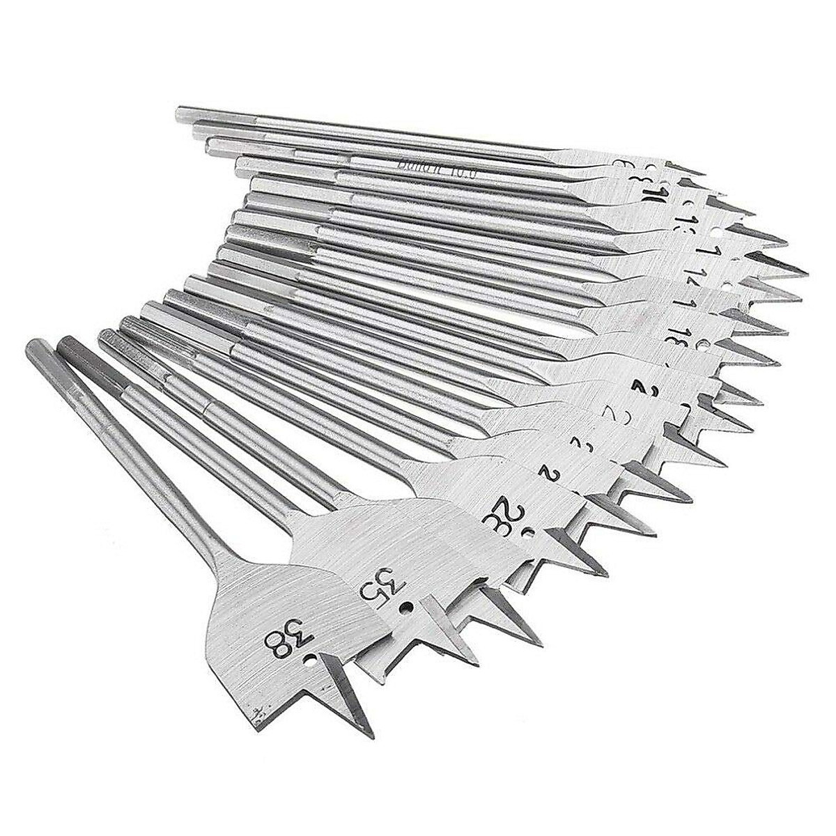 Taladro plano para madera, taladro plano de tres puntos para carpintería, 5 piezas, broca plana de pala de madera de 13 mm, plateado, para taladros eléctricos, taladros recargables