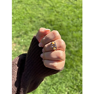 LE VIAN 1/6 Carat Diamond, Morganite and Opal Split Shank Ring for Women in 14k Rose Gold (Fancy Brown/G-H, VS2-SI2, cttw) Triple Stone Promise Anniversary Ring Size 7