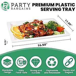 PARTY BARGAINS 16" x 11" Plastic Serving Trays - 4 Pack, Disposable White Plastic Trays, Excellent for Weddings, Buffets, Birthday Parties