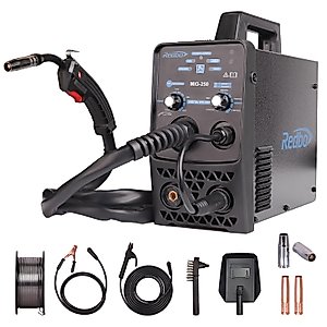 Redbo MIG-250 Gas/Gasless/Lift TIG/ARC 4 in 1 Multiprocess 130Amp Mig Welder,110V Household Small Pure Copper ARC MMA Stick Welder,Automatic Wire Feeding MIG Welding Machine