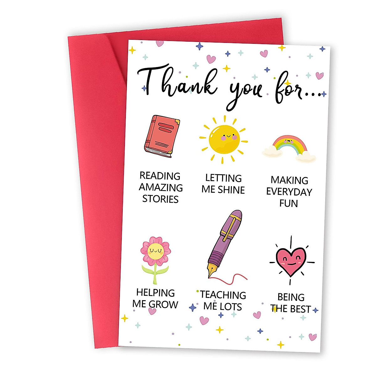 Zyulin Lovely Thank You Teacher Card, Great Teacher Appreciation Gifts Card from Students, Thank You for Helping Me Grow Card, End of Term Gift