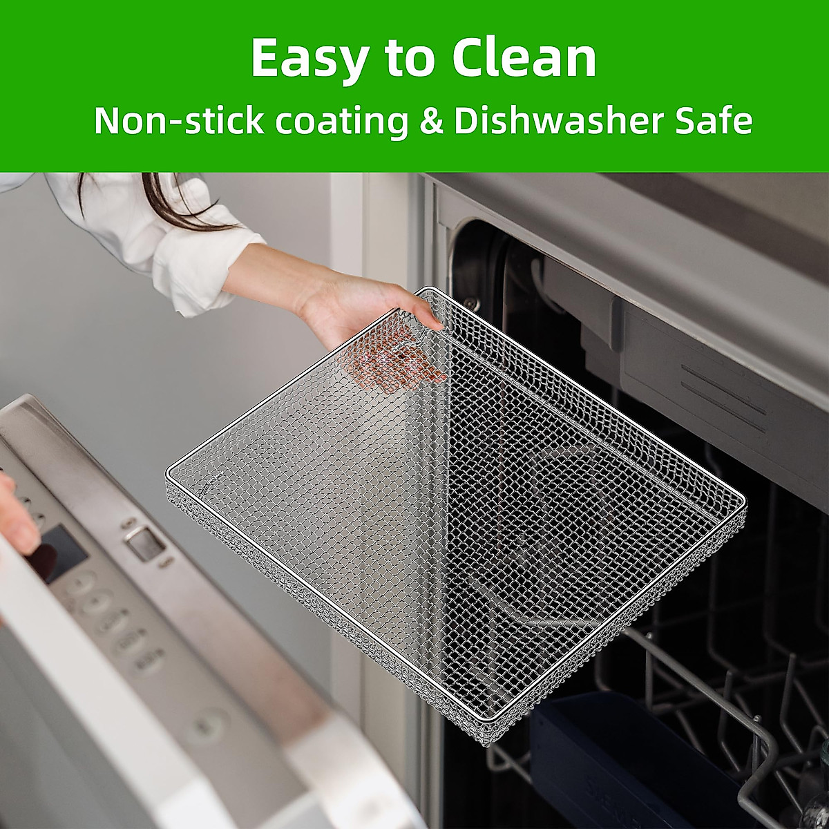 Air Fryer Basket for Oven, 304 Food-Grade Stainless Steel Wire Rack, Cost-Effective and 13.5 * 11.2in Large Size Oven Accessories, Cooking and Baking for Convection Toaster Oven