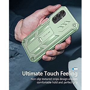 FNTCASE for Samsung Galaxy A14-5G Case: Dual-Layer Protective Textured Shockproof Rugged TPU Cover with Kickstand | Military Grade Drop Protection | Heavy Duty Cell Phone Protector(Lime Green)