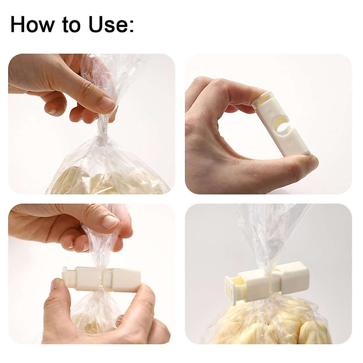 DGQ Bag Clips 24 Packs Bread Bags Clips Squeeze Clips Squeeze & Lock Clip Food Clip Closure Clips Plastic Bag Clip Great grips bag Clip for Food Fruit Nuts Beans Bread