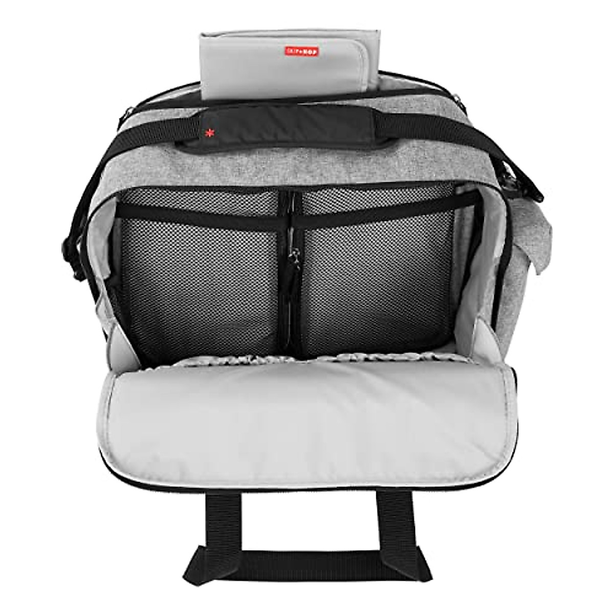 Skip Hop Diaper Bag: Iconic Duo Weekender, Extra Large Capacity with Changing Pad & Stroller Attachment, Grey Melange