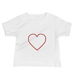 The Creative Workshop Red Heart Unisex Baby T-Shirt Boys Girls Graphic Short Sleeve Top Tee 6m-24m White