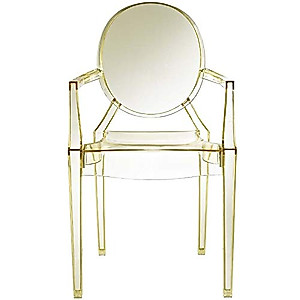 Hawthorne Collections Indoor/Outdoor Clear Dining Arm Chair in Yellow (Set of 2)