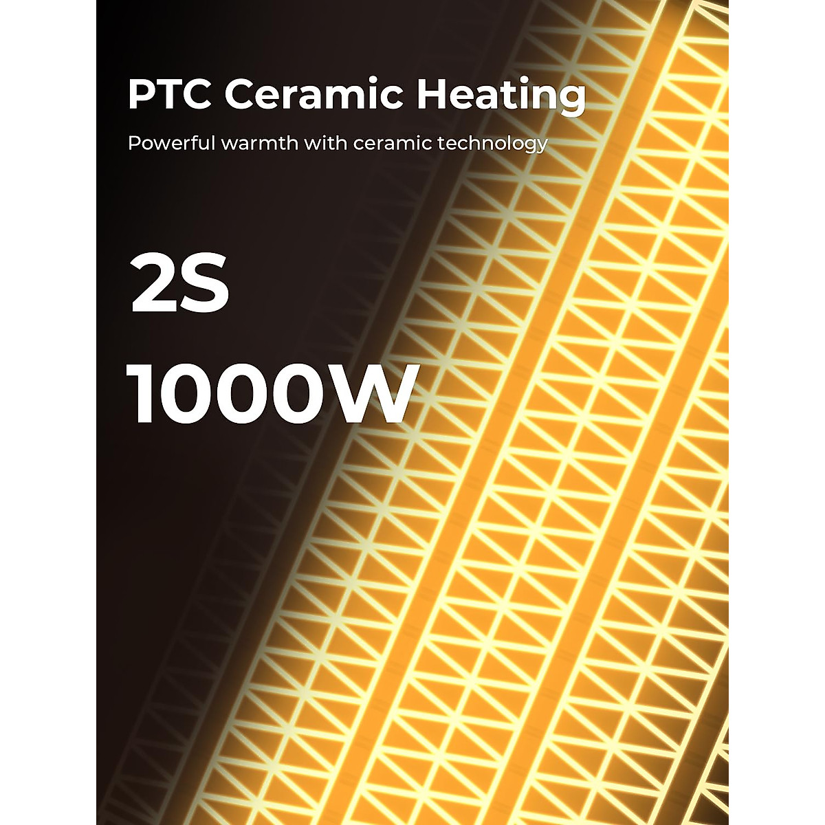 1000W PTC Ceramic Small Space Heaters with Overheating & Tip-Over Protection, Portable Electric Mini Heater Fast Quiet Heating for Office Bedroom Desk