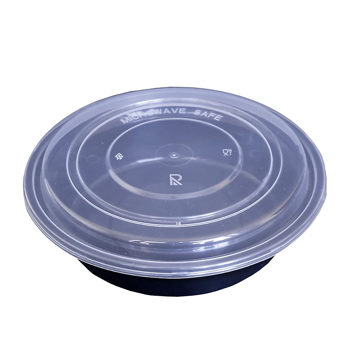 Generic 24 OZ Round Plastic Container With Lid Combo Pack - 24 Sets, Black, LH-Y24