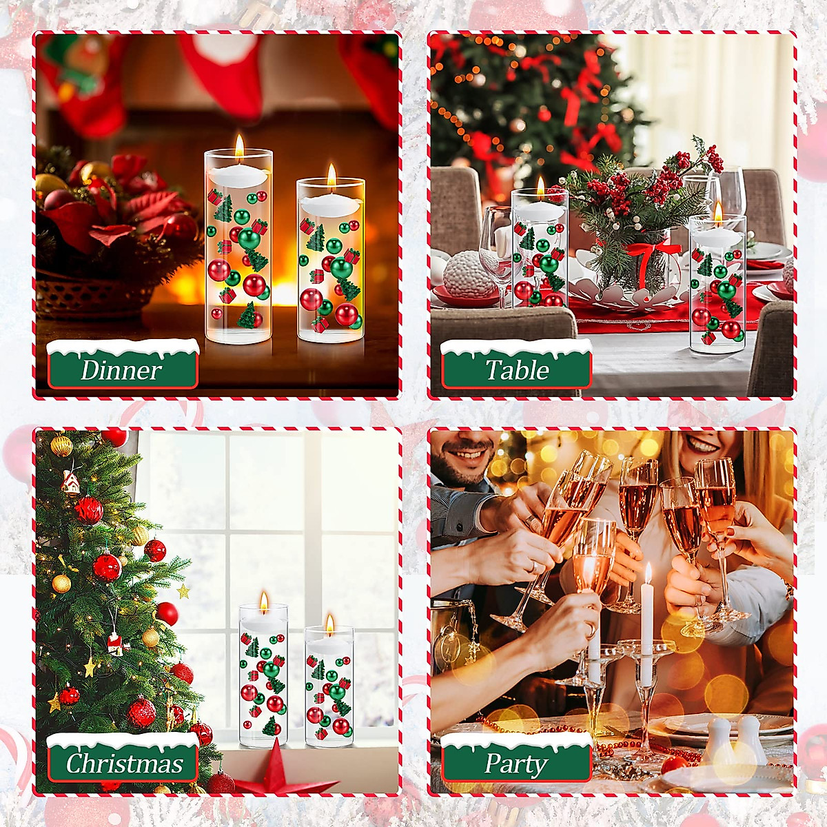 MTLEE 2106 Pieces Christmas Vase Filler Pearl for Vase Filler Pearls Candyland Water Gels Beads Candles Centerpiece for Christmas Home Table Party Decor(Pine Tree)