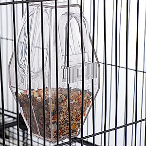 Small Bird Feeder No Mess Cage Hanging Feeder Cup Plastic Seed Food Box for Cockatiel Lovebird Parakeet Budgies Quail