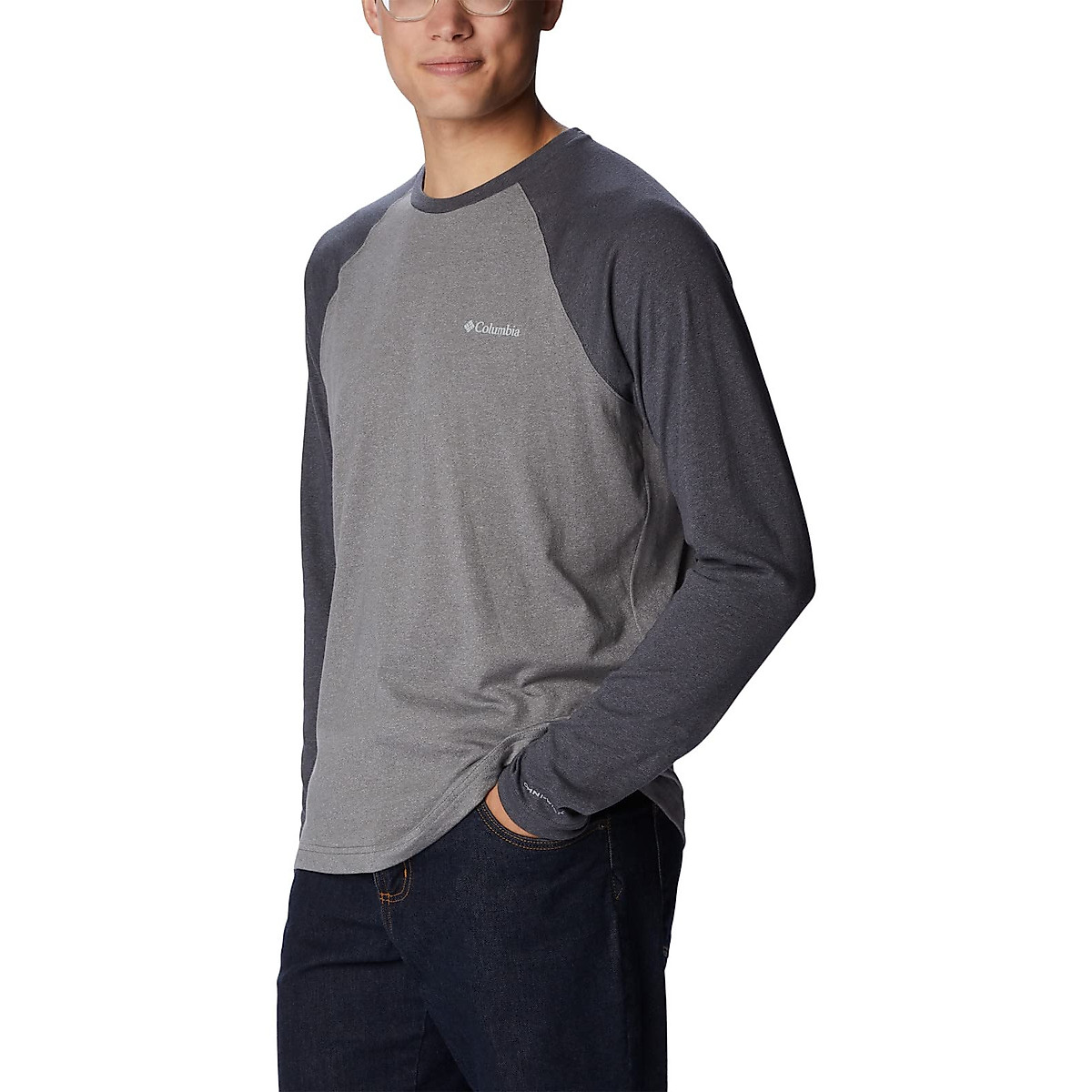 Columbia Men's Thistletown Hills Raglan Tee, City Grey Heather/Shark Heather, Medium