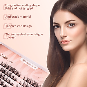 DIY Eyelashes extension, MLEN DIARY 56 cluster wisps lashes 7-12mm cluster eyelash extensions 0.07mm Soft False Eye lash fluffy individual Fake Eyelash natural look