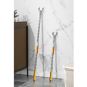 Reach Pole with Hook, 64" Extended Steel Clothes Garmant Hook Long Pole for High Reach without Step Ladder