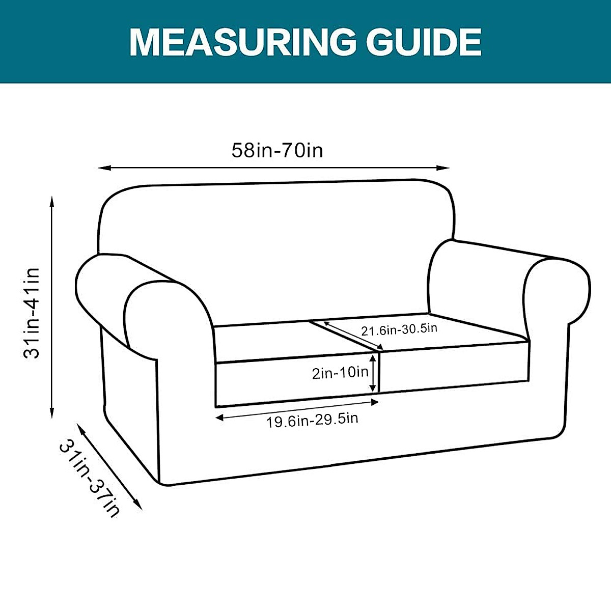 Turquoize 3 Piece Sofa Covers for 2 Cushion Couch Sofa Slipcover Soft Couch Cover for Dogs-Washable Sofa Furniture Covers with 2 Individual Cushion Covers, Thick Jacquard Fabric (Loveseat, Sand)