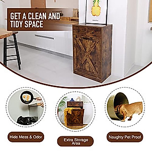 Walmokid Tilt Out Trash Cabinet Wooden Kitchen Trash Can Cabinet Dog Proof Trash Can Holder Kitchen Island with Garbage Bin or Tilt Out Laundry Hamper 10 Gallon