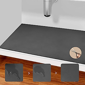 Under Sink Mats, 34" X 22" Or Smaller Cut to Fit Under Sink Shelf Liner for Kitchen Bathroom Cabinets, Absorbent & Drying Shelf Liner for Bathroom Vanity Cabinets, Dark Grey